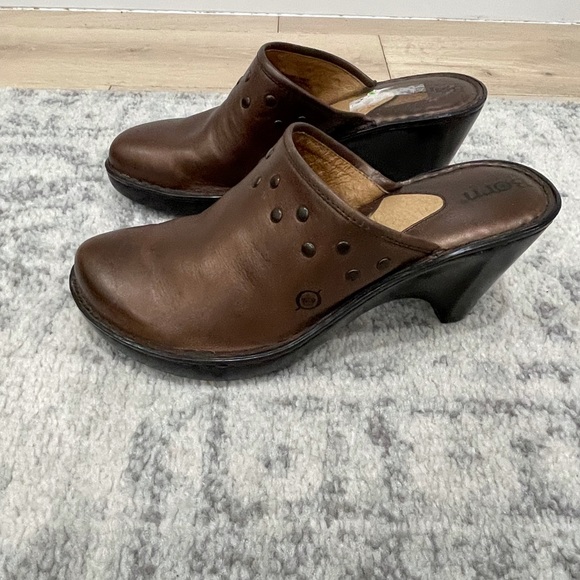 Born | Shoes | Born Leather Clogs Size 9 Brown Platform Y2k Chunky ...